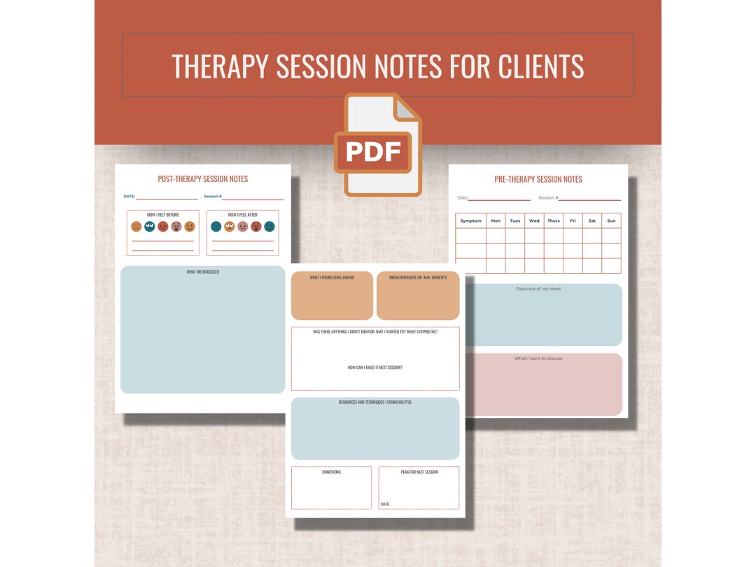 Printable Therapy Session Notes for Clients, Counselling Notes, Therapy ...