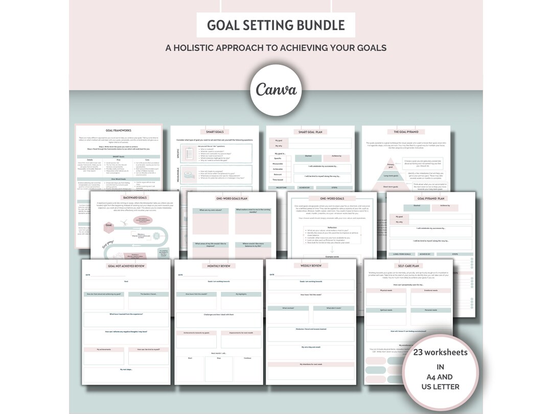 Goal Setting Worksheets, SMART GOALS, Goal Pyramid, Habit Tracker, Goal ...