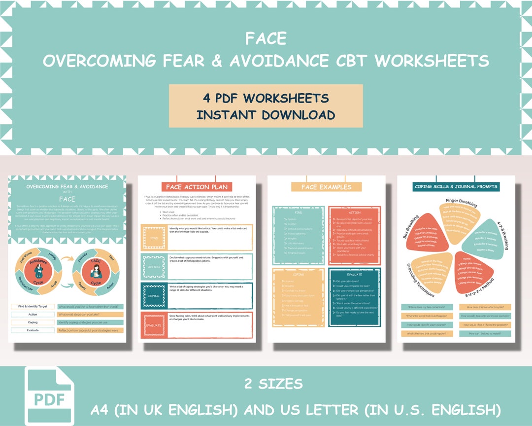 PDF Fear Avoidance Worksheets, CBT, Anxiety Worksheets, Journal Prompts ...