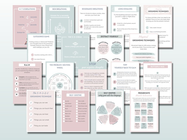 Anxiety Coping Skills Flashcards Anxiety Tools Therapy - Etsy