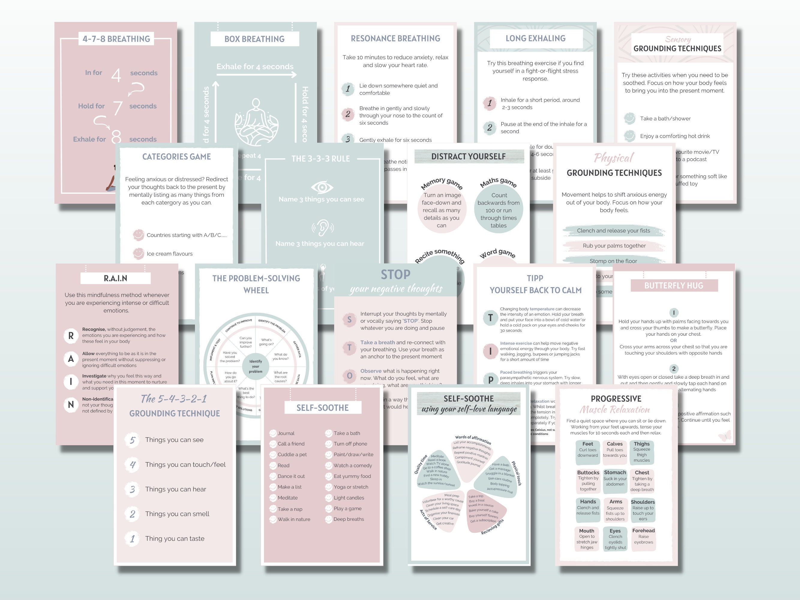 Anxiety Coping Skills Flashcards Anxiety Tools Therapy - Etsy