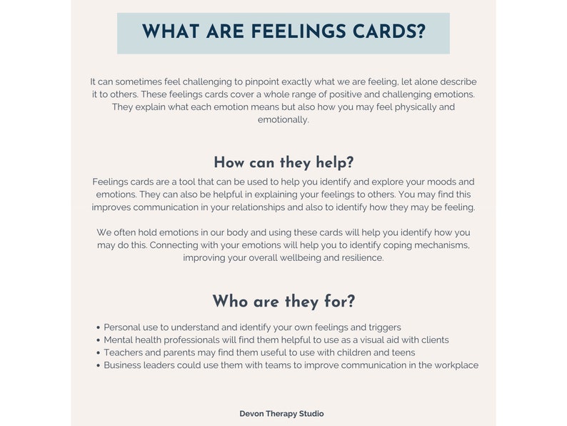 Feelings Cards, Mood Cards, Emotions Cards, Therapy Resources, Coaching ...