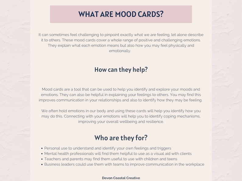Feelings Cards, Mood Cards, Emotions Cards, Therapy Resources, Coaching ...