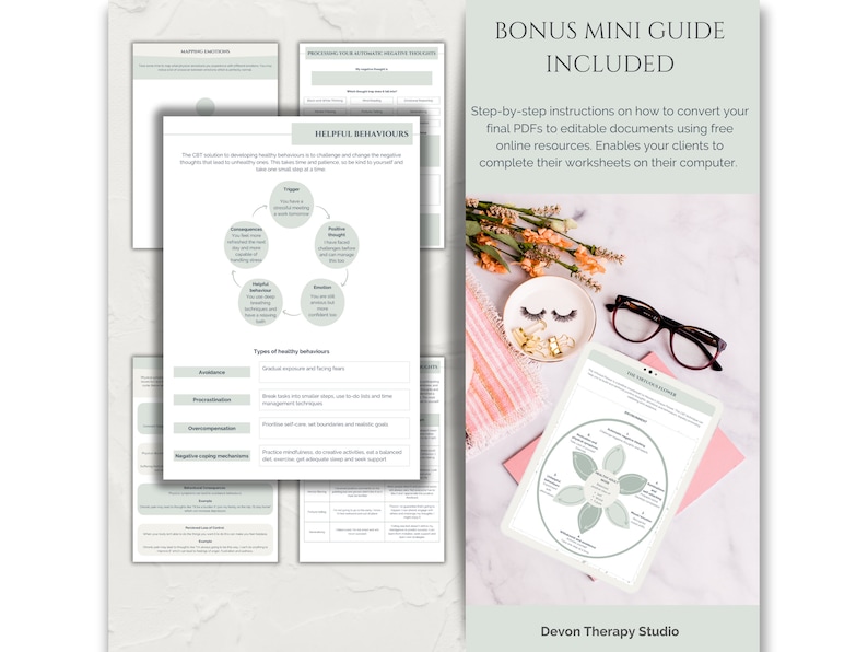 Vicious Flower CBT Worksheets, Therapy Tools, Coaching Tools, Therapist ...