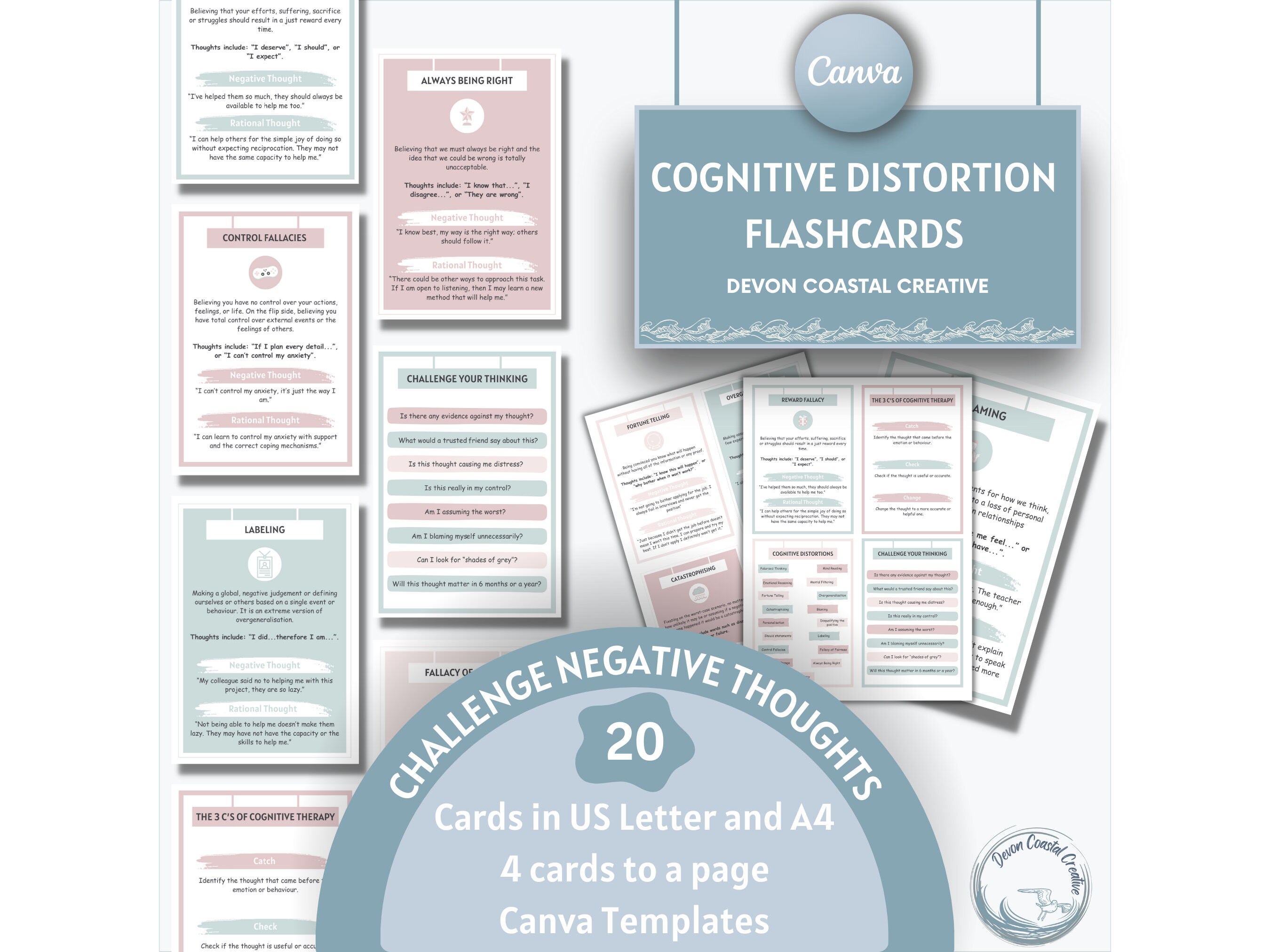Canva Cognitive Distortions Flashcards, Automatic Negative Thoughts ...