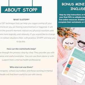 STOPP Grounding Technique Worksheets, Coping Skills Worksheet, Therapy ...