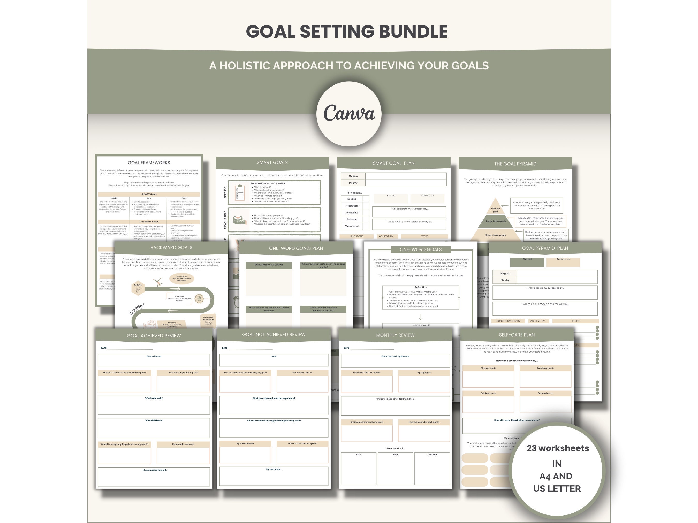 Goal Setting Worksheets, SMART GOALS, Goal Pyramid, Habit Tracker, Goal ...