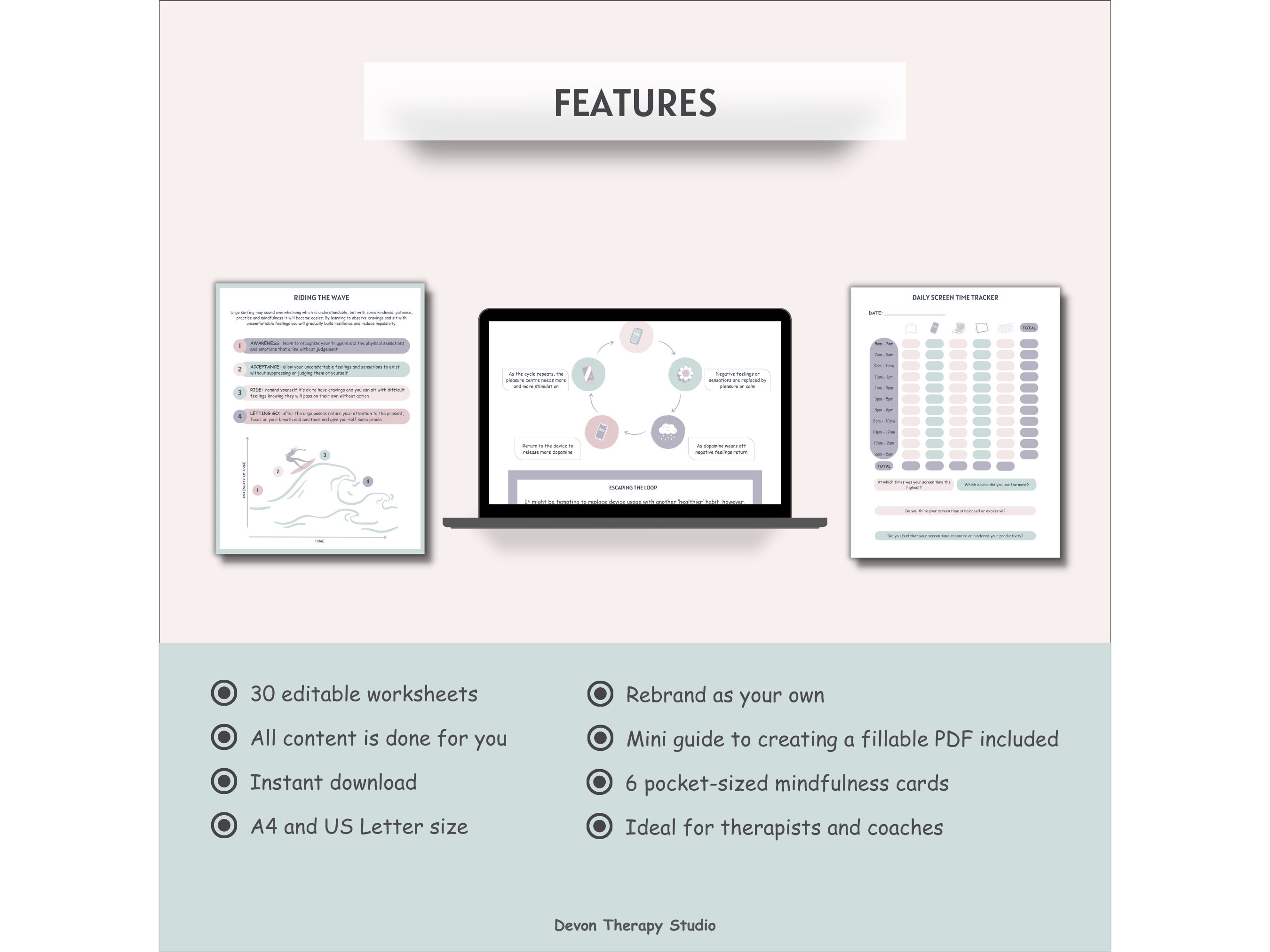 Screen Addiction Worksheets, Screen Time Habits, CBT Worksheets ...