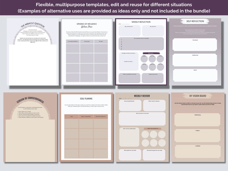 Therapy and Coaching Worksheet Templates Life Coach and - Etsy