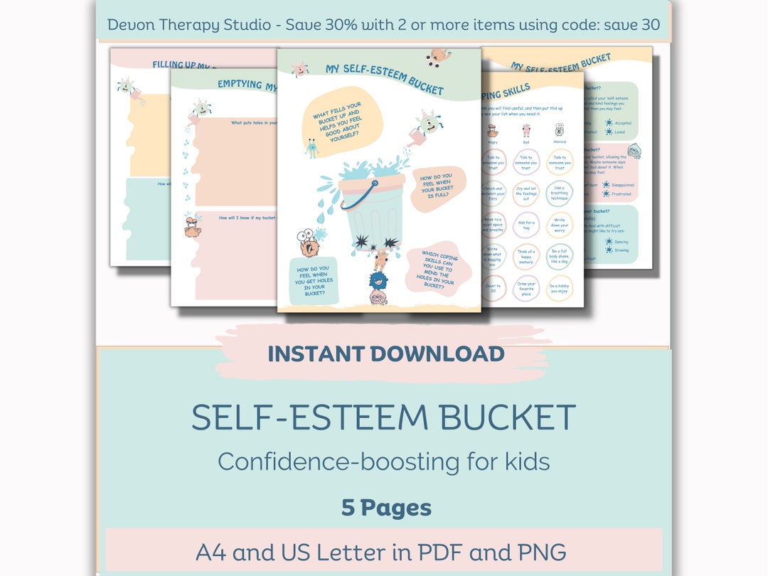 Self-esteem Bucket for Kids, Self-acceptance, Confidence Boost, Therapy ...