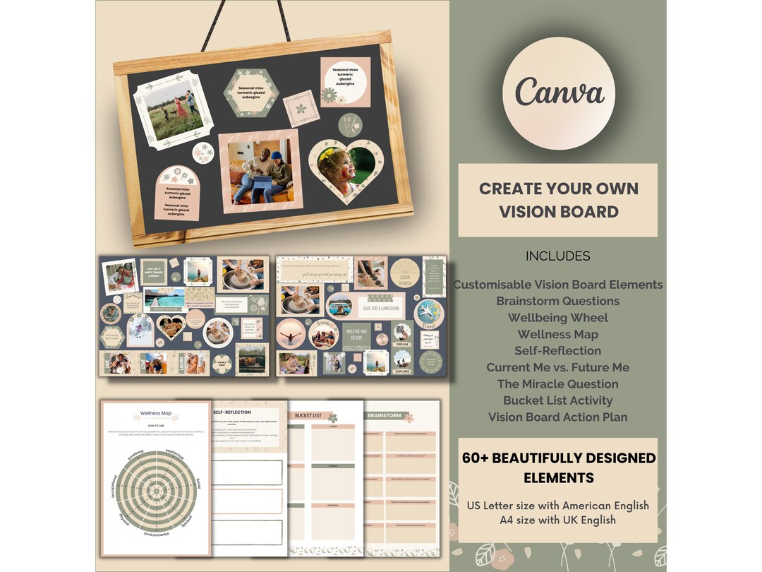 2025 Vision Board Kit, Dream Board, Digital Vision Board, Vision Board ...