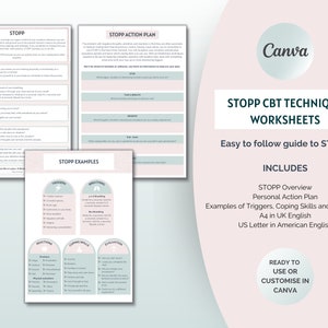STOPP CBT Worksheets, Therapy Worksheets, Anxiety Worksheets ...
