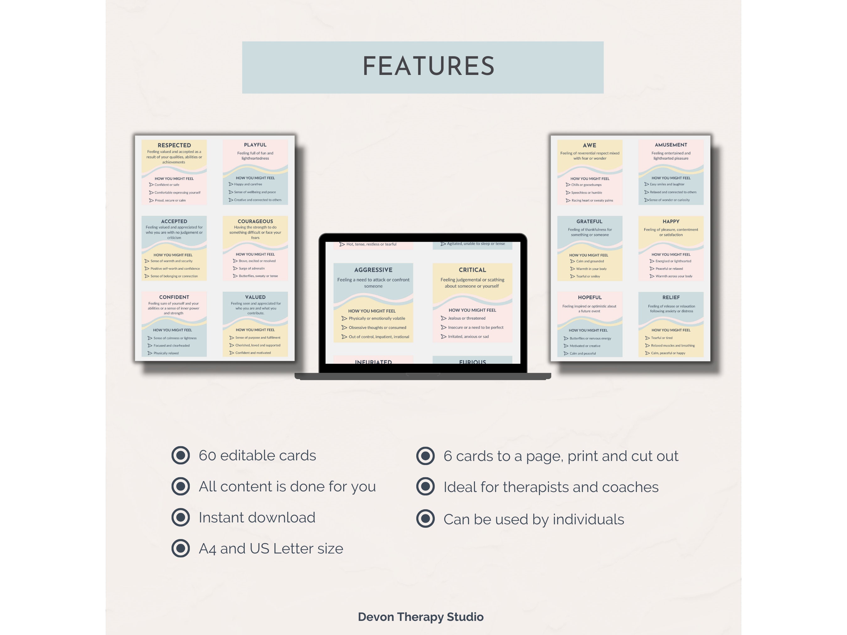 Feelings Cards, Mood Cards, Emotions Cards, Therapy Resources, Coaching ...