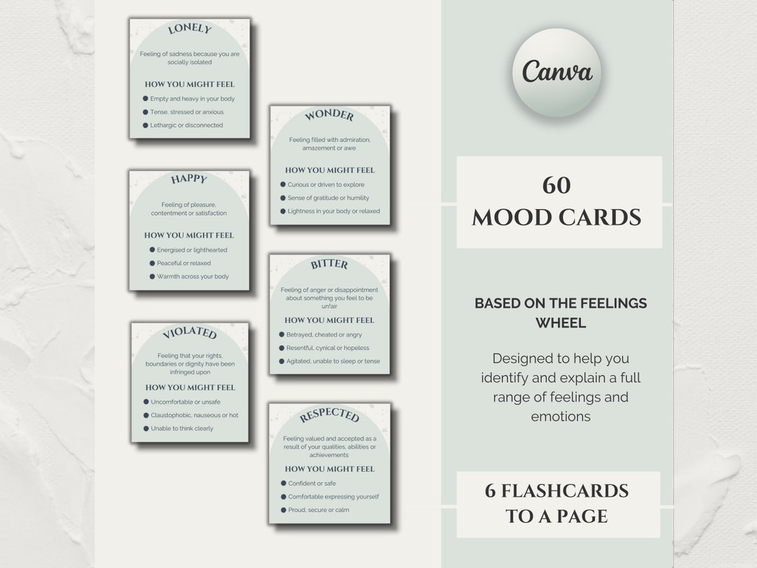 Mood Cards, Feelings Cards, Emotions Cards, Therapy Resources, Coaching ...