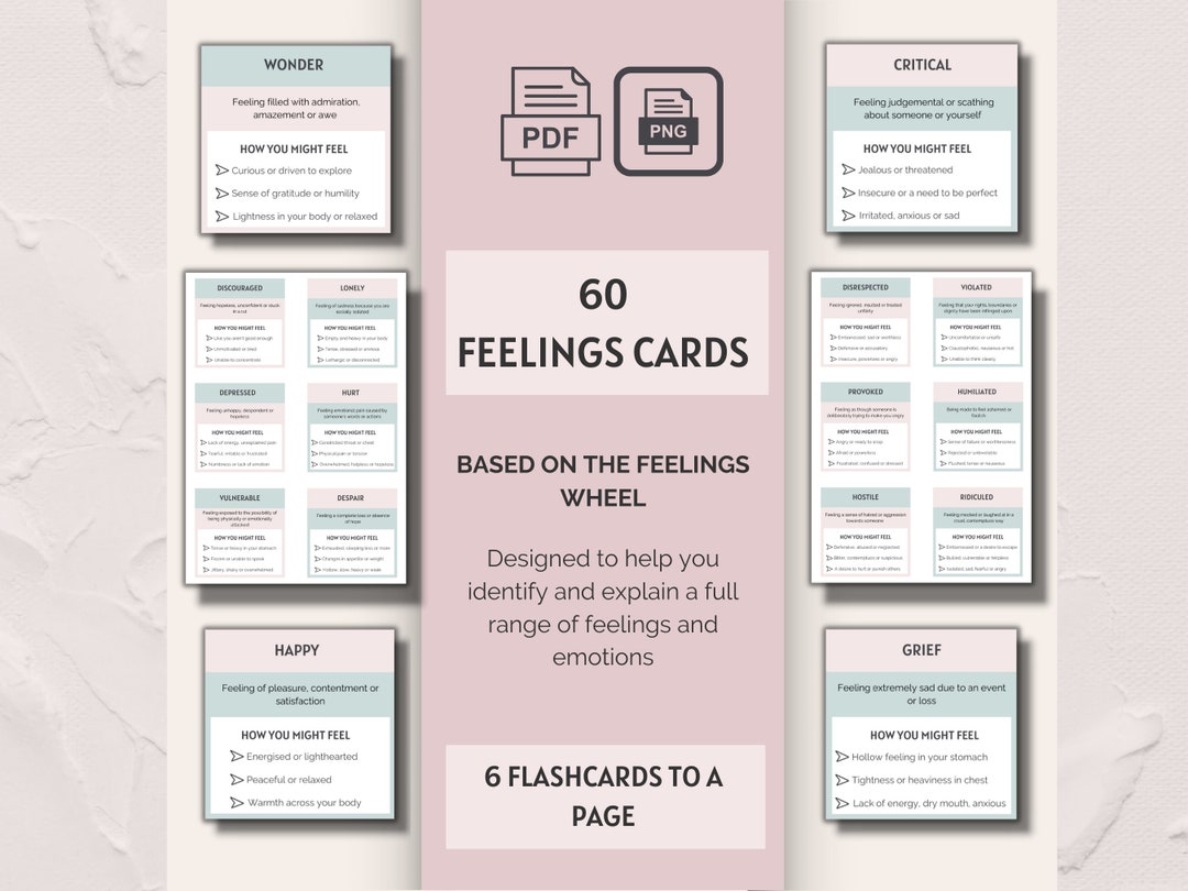 Feelings Cards, Emotions Cards, Mood Cards Therapy Resources, Coaching ...