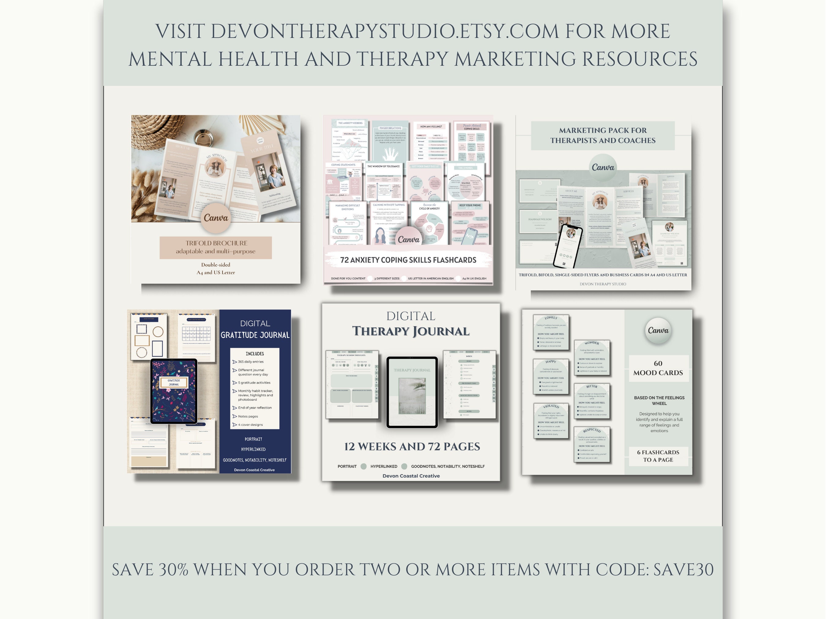 Bifold Brochure Template, Editable Marketing Brochure, Therapy Tools ...