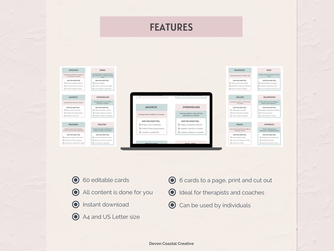 Feelings Cards, Mood Cards, Emotions Cards, Therapy Resources, Coaching ...