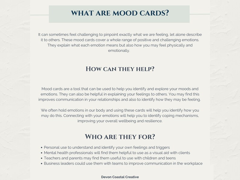 Mood Cards, Feelings Cards, Emotions Cards, Therapy Resources, Coaching ...