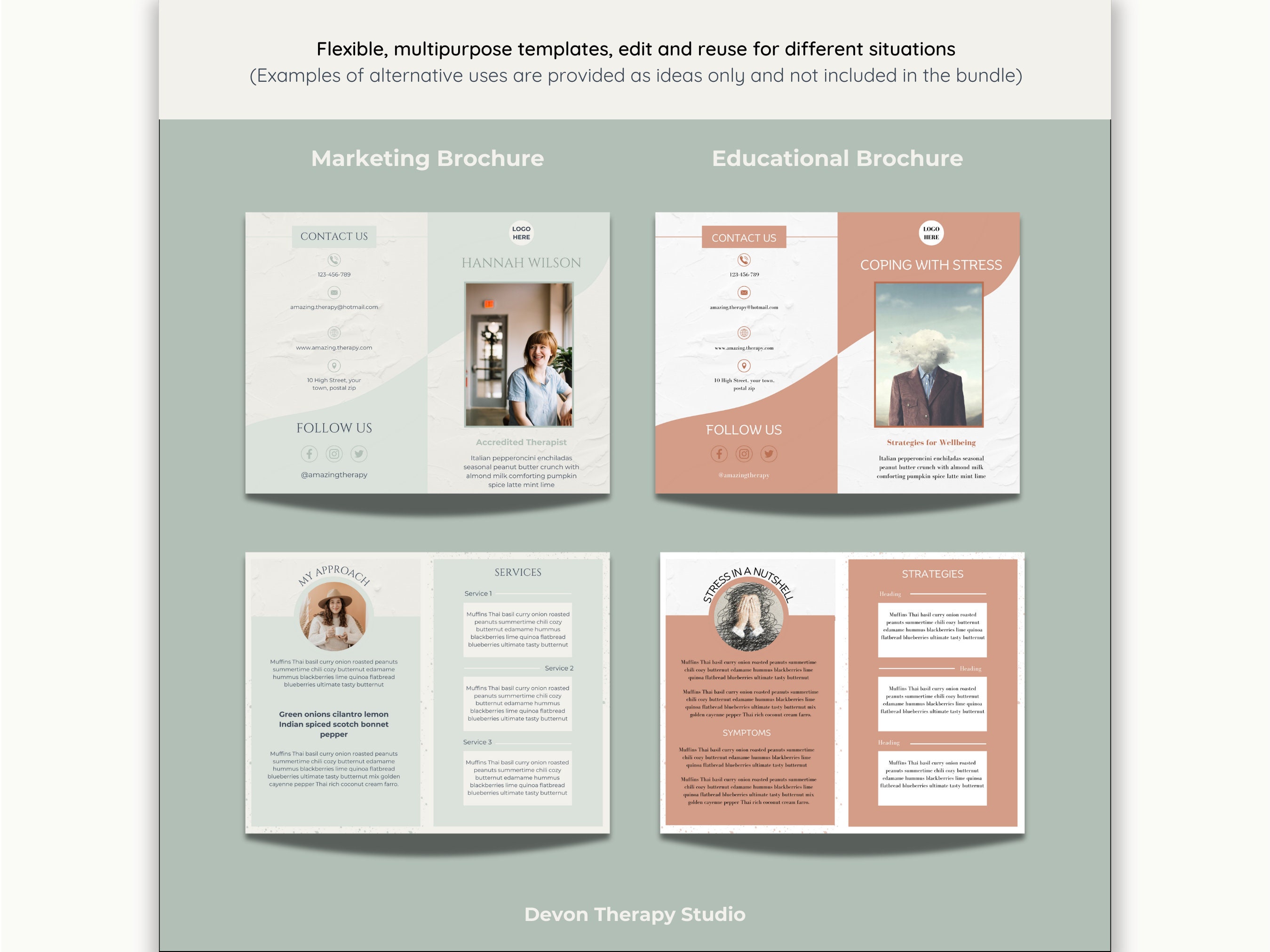 Bifold Brochure Template, Editable Marketing Brochure, Therapy Tools ...