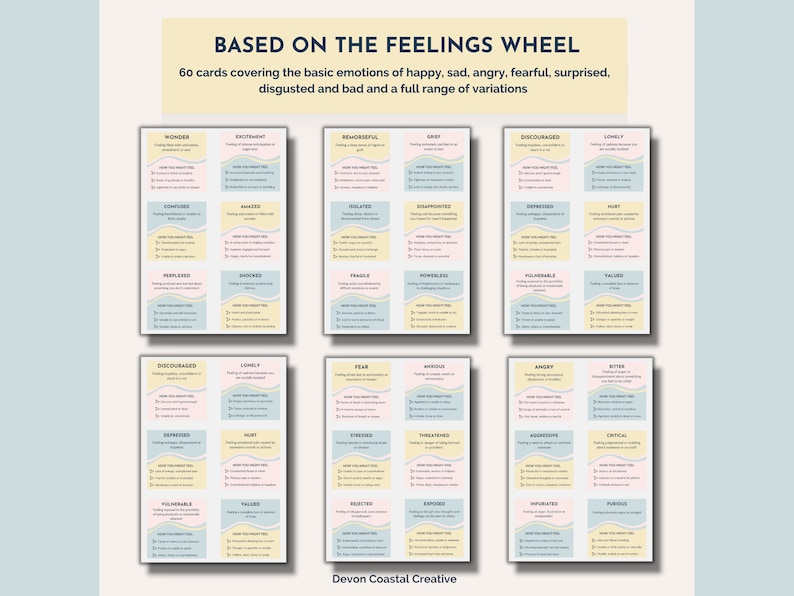 Feelings Cards, Emotions Cards, Mood Cards Therapy Resources, Coaching ...