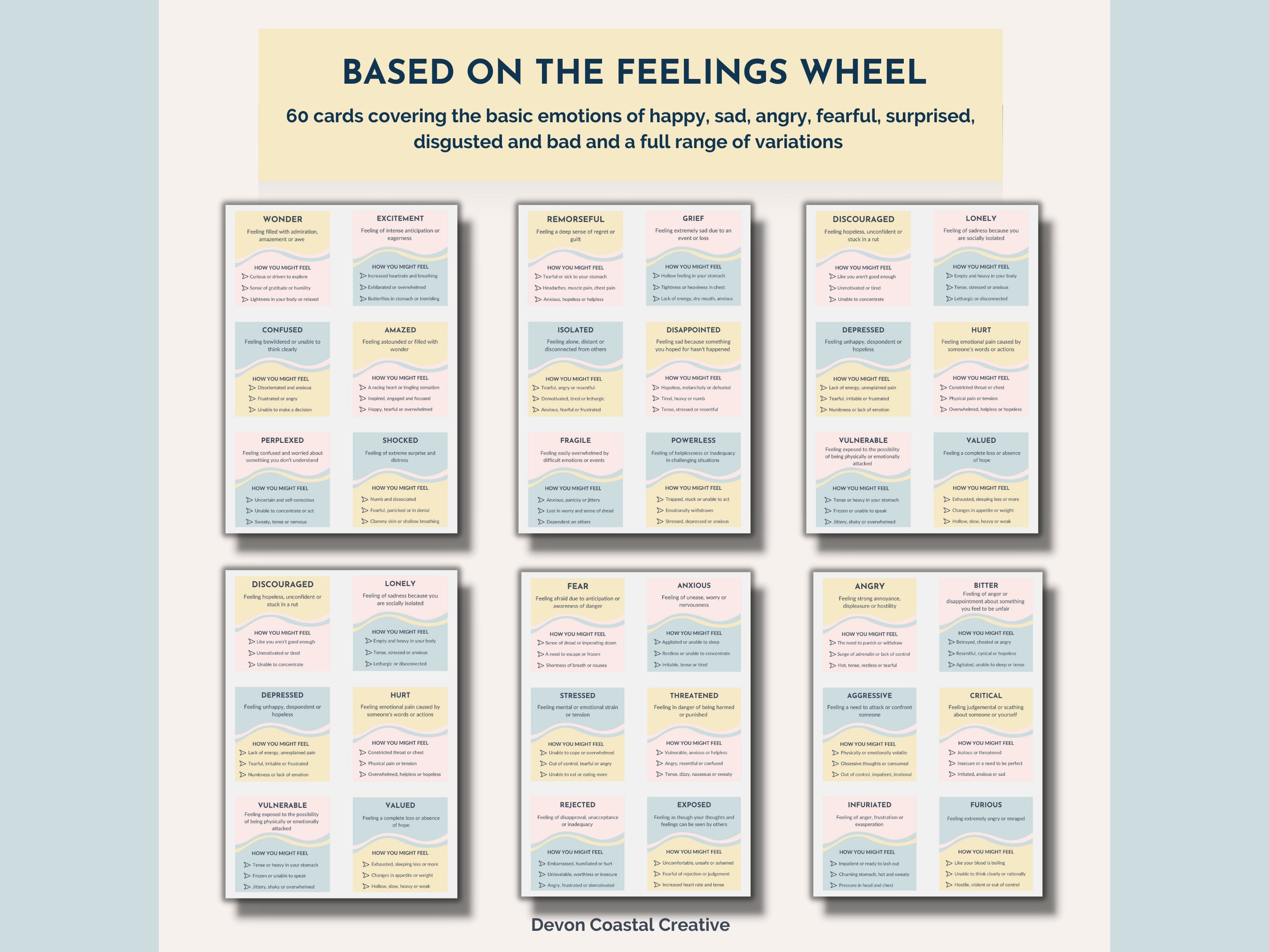 Feelings Cards, Emotions Cards, Mood Cards Therapy Resources, Coaching ...