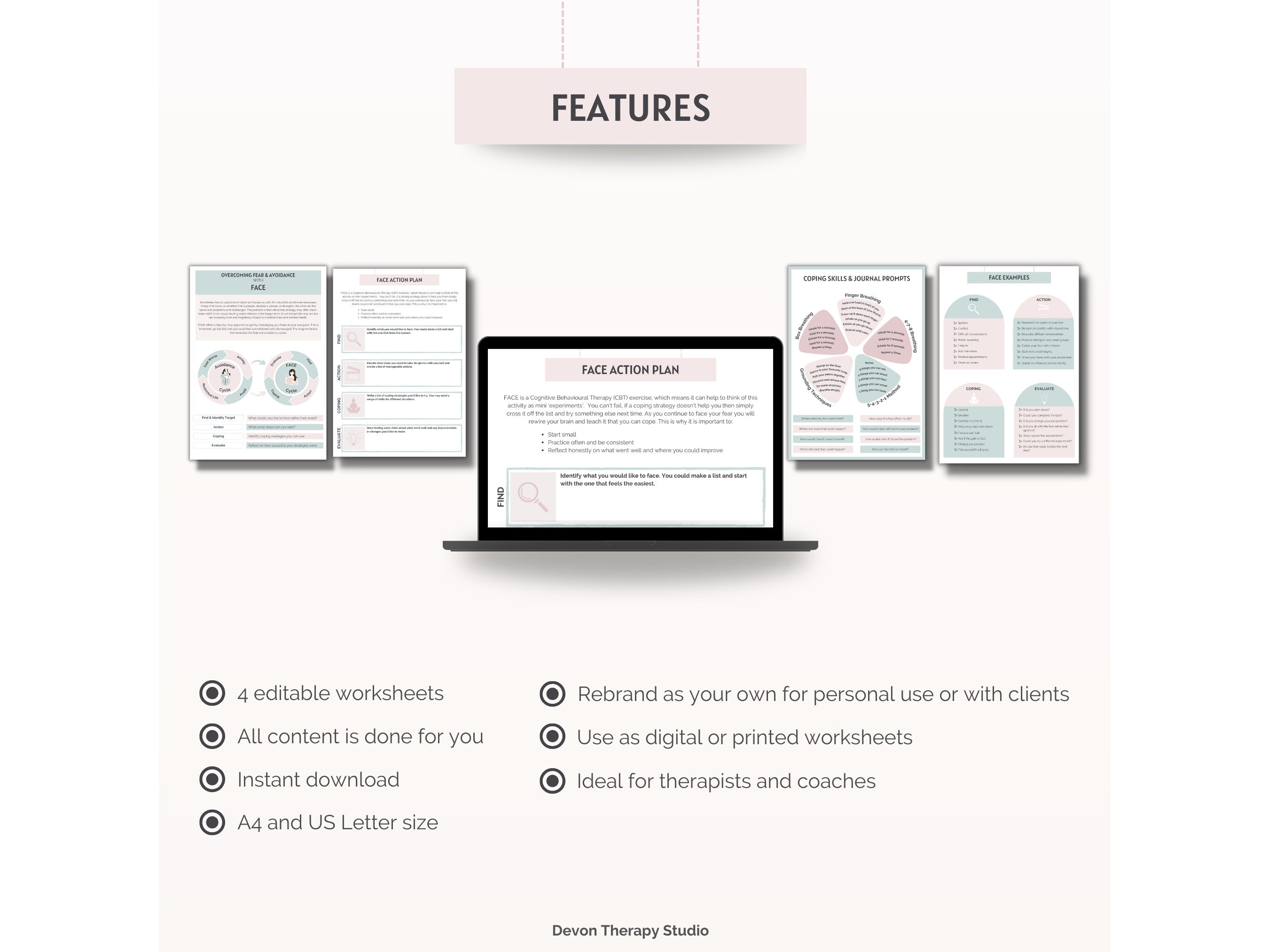 Overcome Fear Avoidance Worksheets, CBT, Anxiety Worksheets, Journal ...