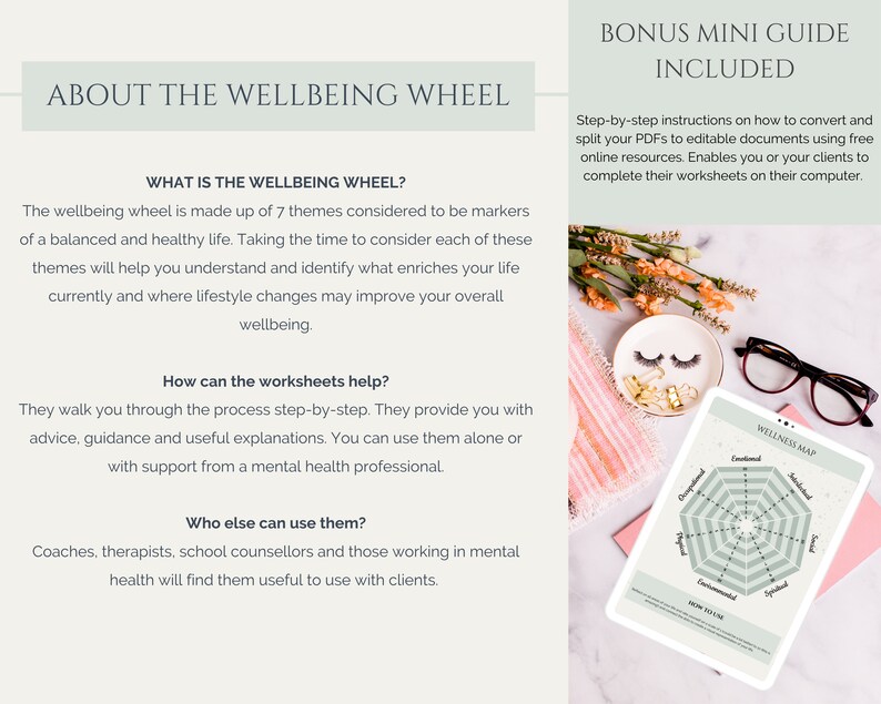 Wellbeing Wheel PDF, Life Wheel, Wellness Wheel, Self-reflection ...