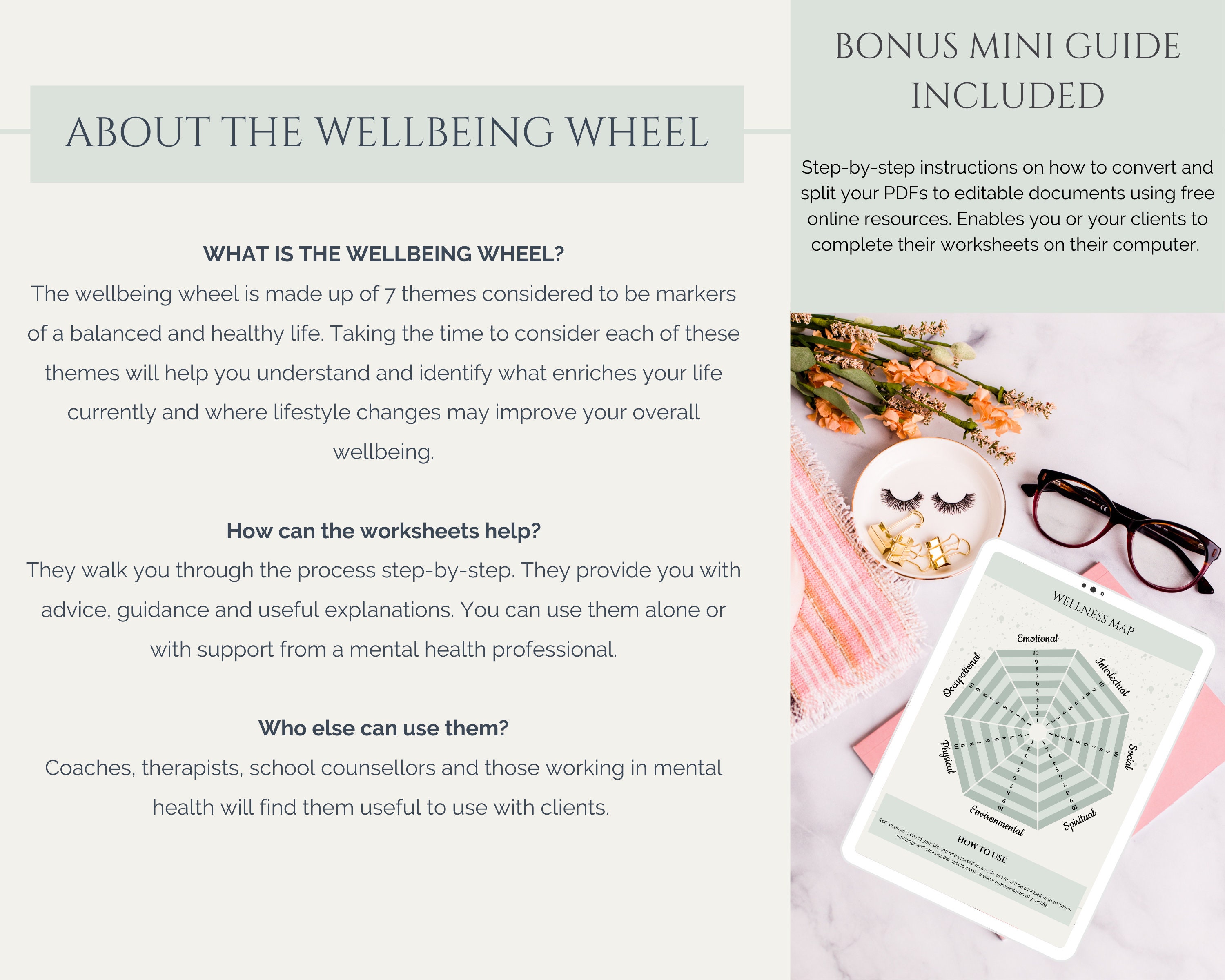 Wellbeing Wheel PDF Life Wheel Wellness Wheel - Etsy