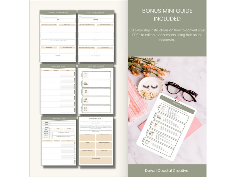 PDF SMART Goals Setting, SMART Goals Template, Habit Tracker, Goal ...