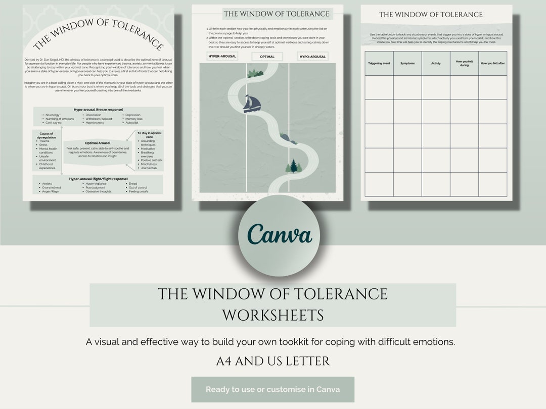 Window of Tolerance Worksheets, Trauma Therapy, Therapy Tools, Adult ...