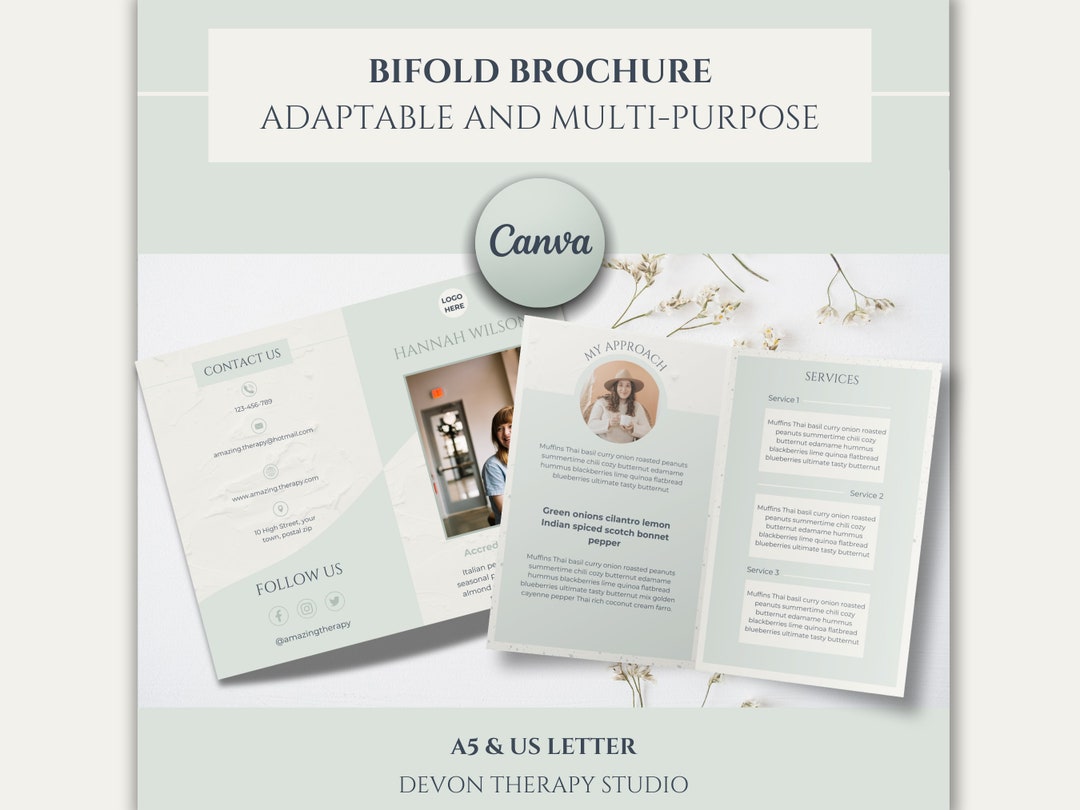 Bifold Brochure Template, Editable Marketing Brochure, Therapy Tools ...