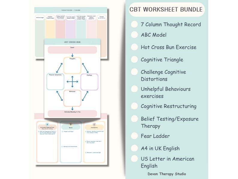 CBT Worksheets Bundle, Mental Health Worksheets, Cognitive Distortions ...