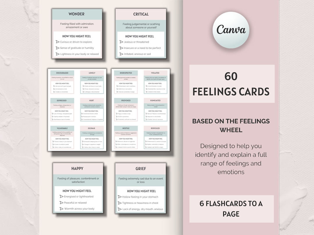 Feelings Cards, Mood Cards, Emotions Cards, Therapy Resources, Coaching ...