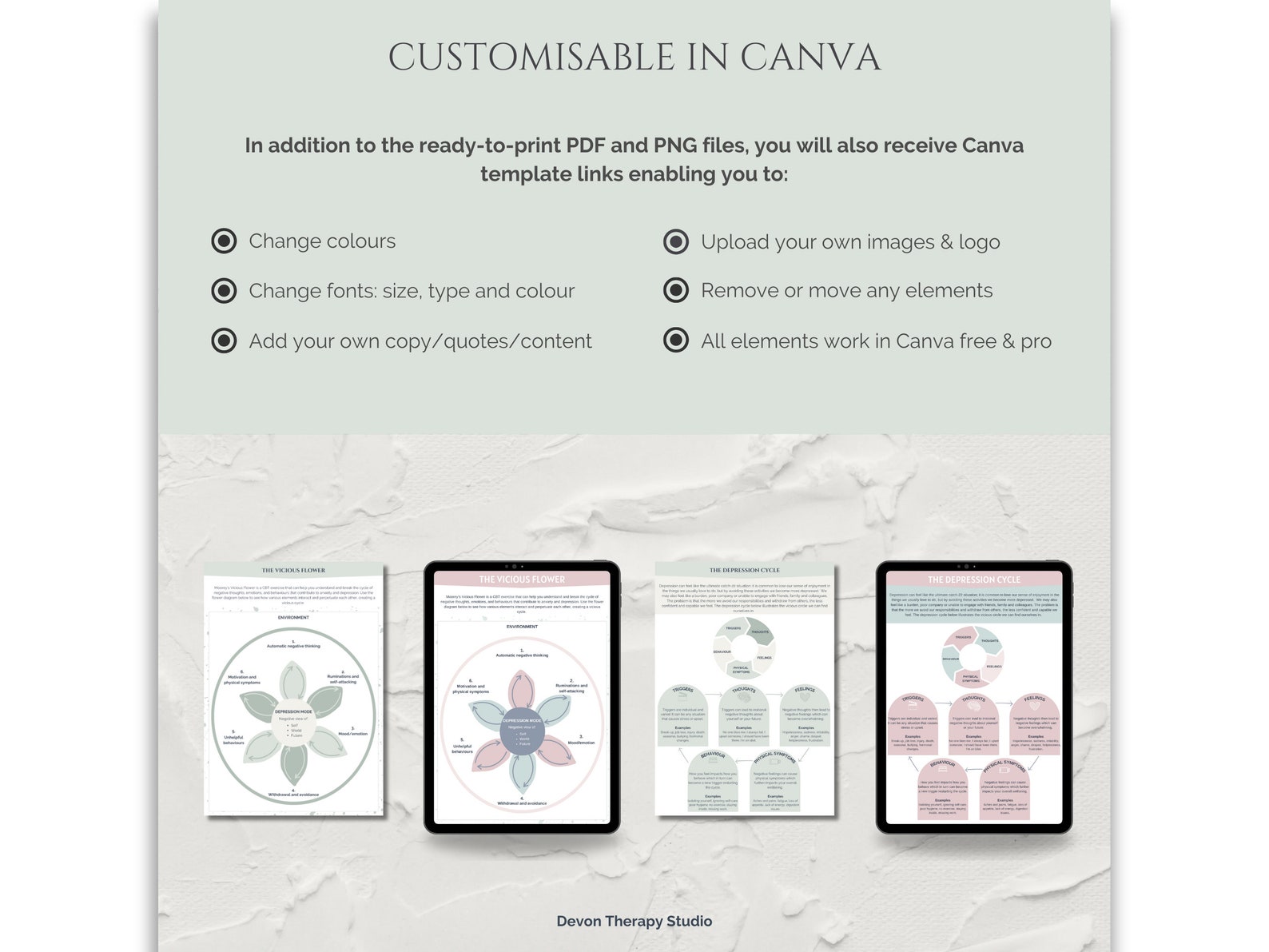 Vicious Flower CBT Worksheets, Therapy Tools, Coaching Tools, Therapist ...