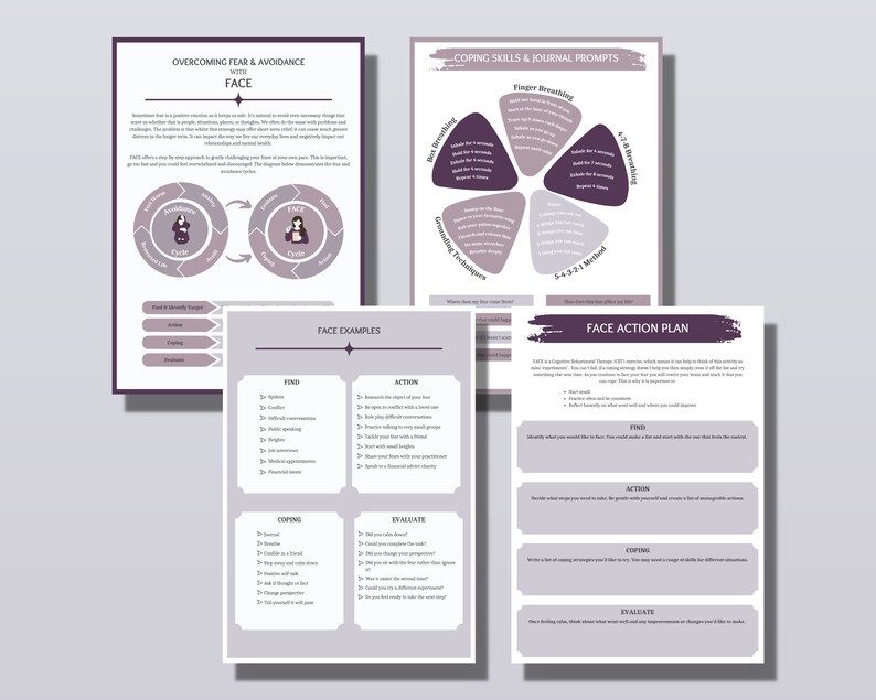 Fear Avoidance Worksheets, CBT, Anxiety Worksheets, Journal Prompts ...