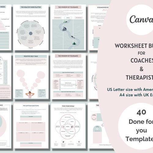 Therapy and Coaching Worksheet Templates Life Coach and - Etsy