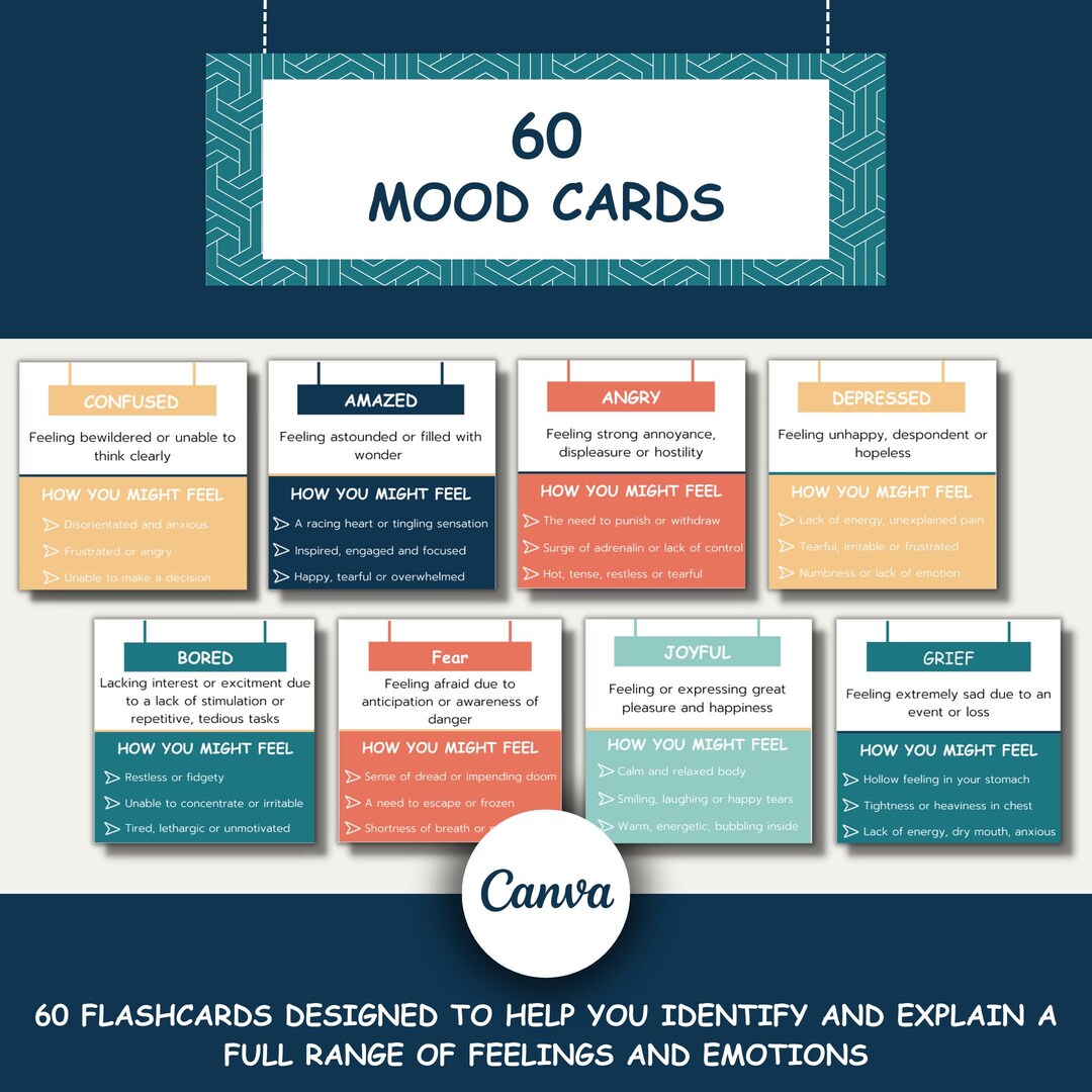 Mood Cards, Feelings Cards, Emotions Cards, Therapy Resources, Coaching ...