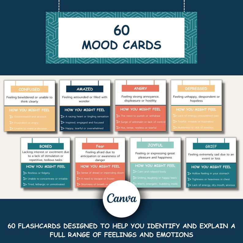 Mood Cards, Feelings Cards, Emotions Cards, Therapy Resources, Coaching ...