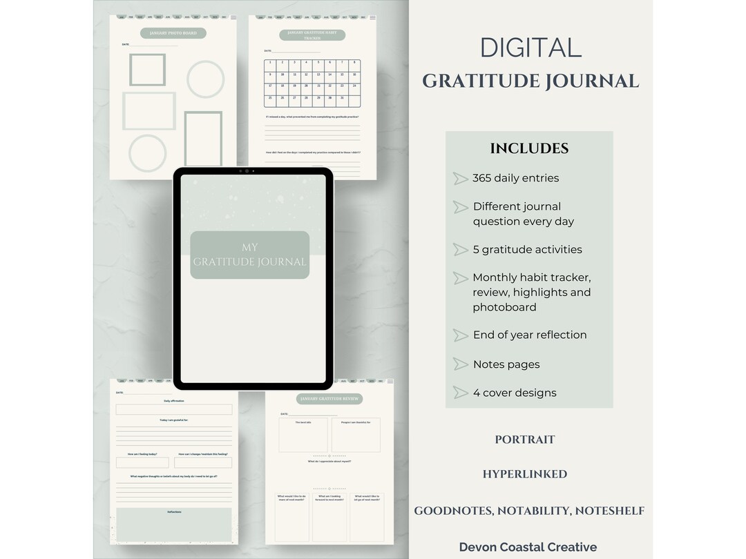 Gratitude Journal, Digital Gratitude Journal Goodnotes, Ipad, Daily ...