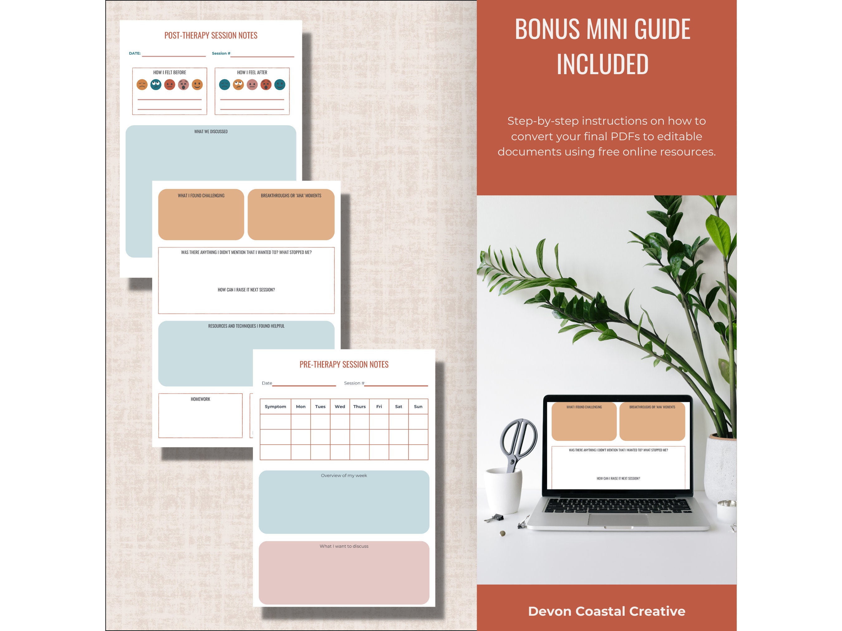 Printable Therapy Session Notes for Clients, Counselling Notes, Therapy ...