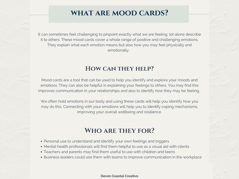 Feelings Cards, Emotions Cards, Mood Cards Therapy Resources, Coaching ...