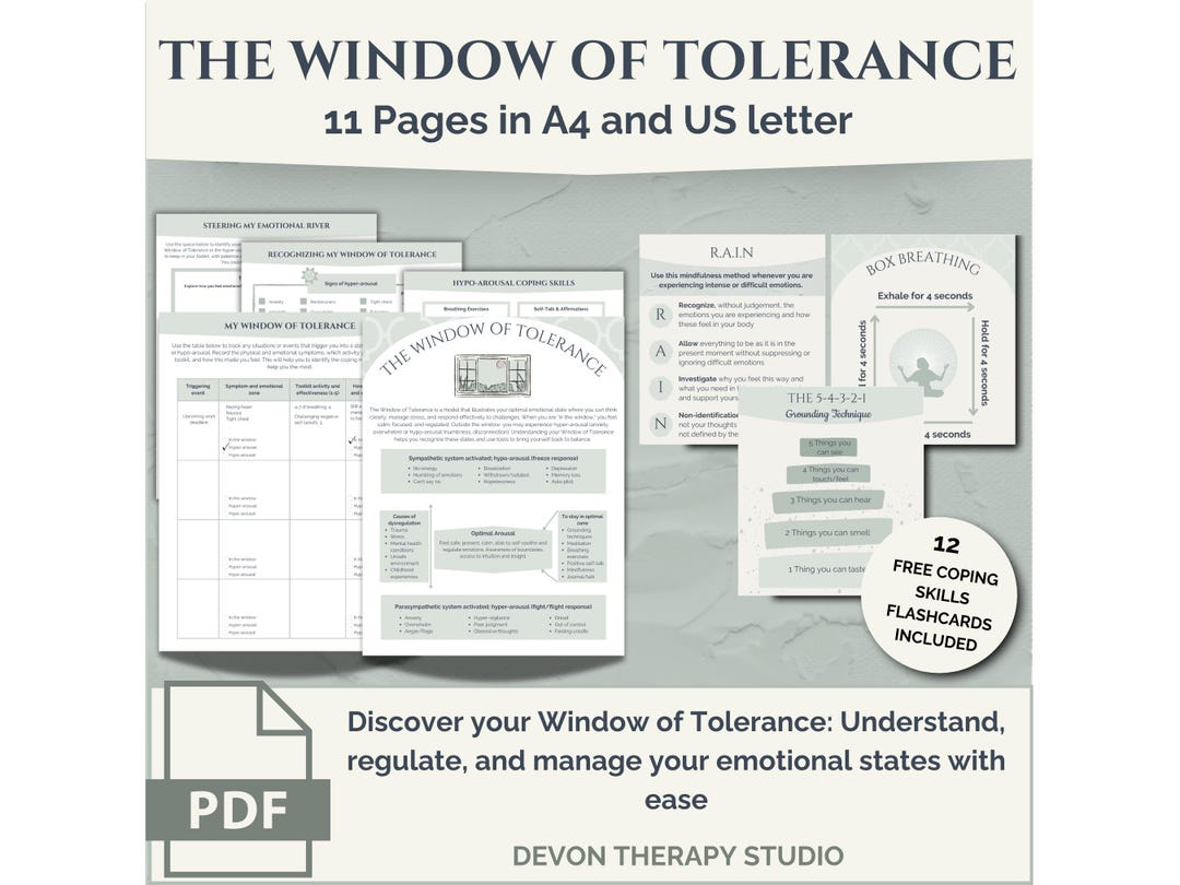 Window of Tolerance, Trauma Therapy, Mental Health Worksheets, Coping ...