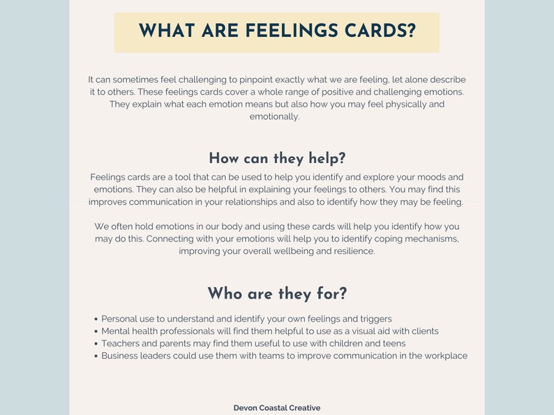Feelings Cards, Emotions Cards, Mood Cards Therapy Resources, Coaching ...