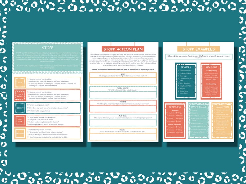 STOPP Grounding Technique Worksheets Coping Skills Worksheet - Etsy