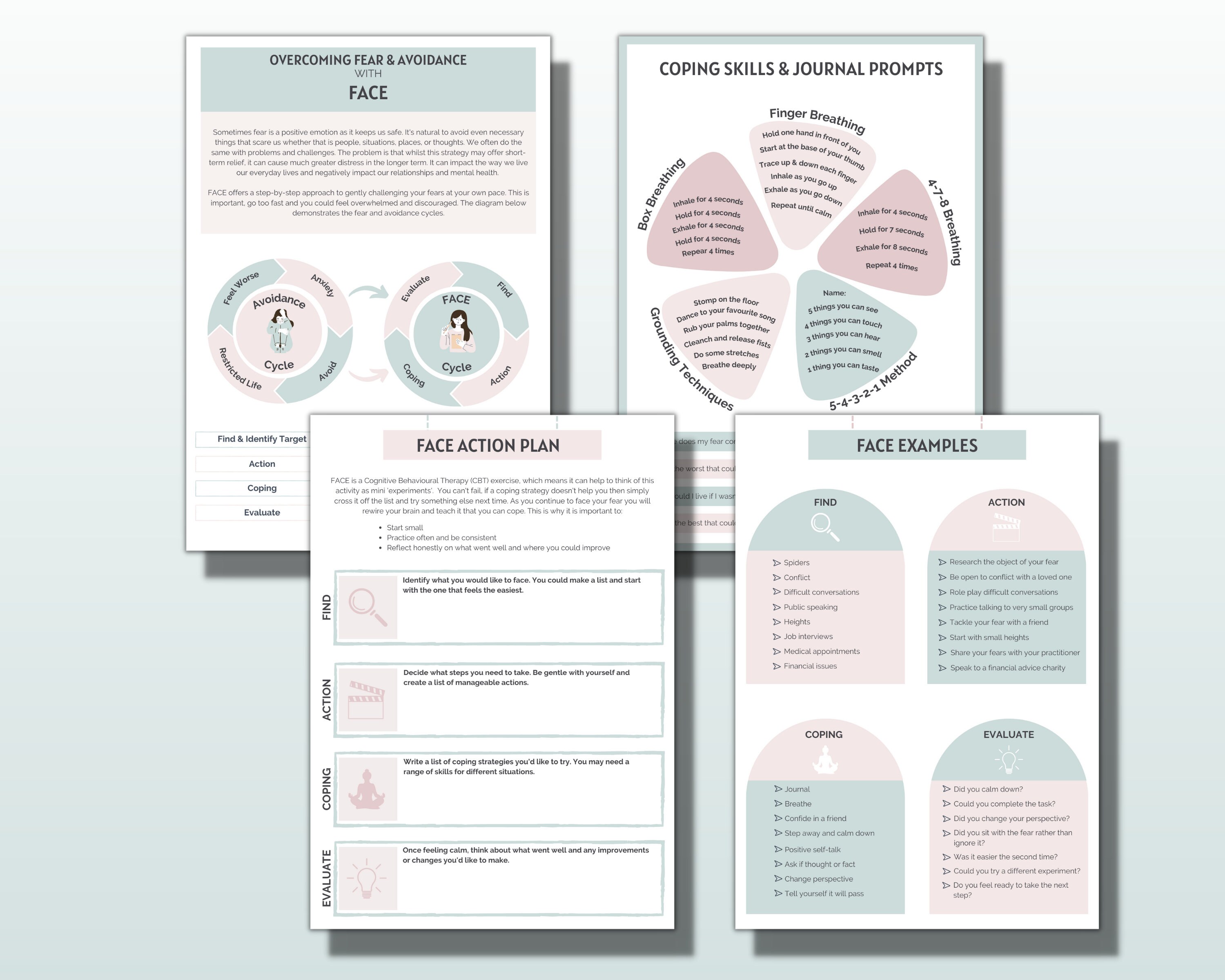 Overcome Fear Avoidance Worksheets, CBT, Anxiety Worksheets, Journal ...