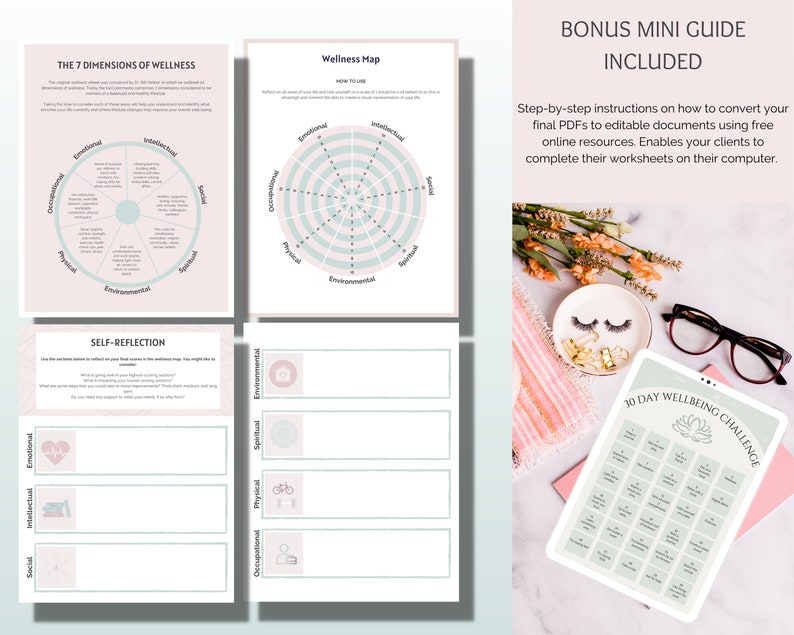 Wellbeing Wheel, Wheel of Life, Wellness Planner, Coaching; Therapy ...