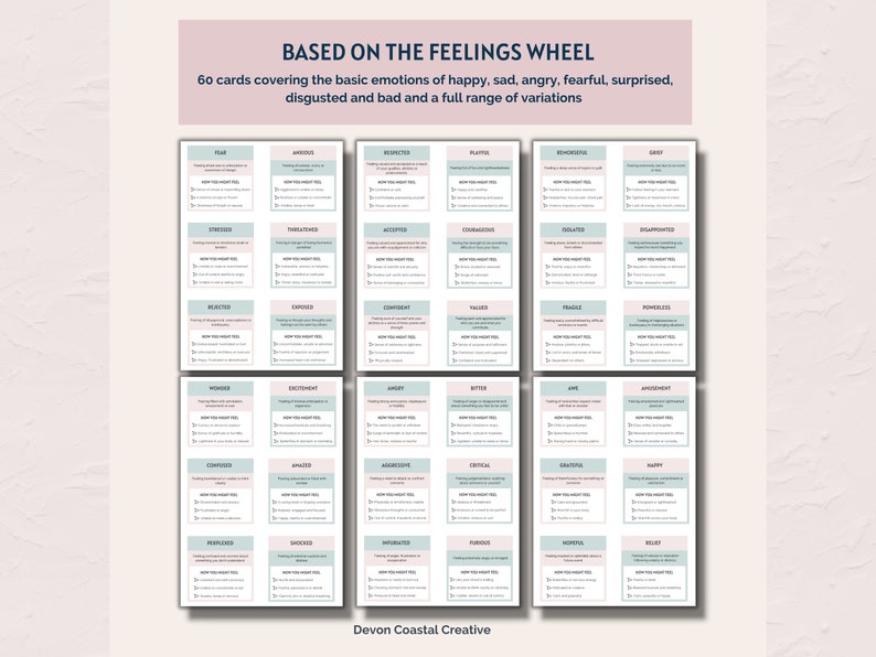 Feelings Cards, Mood Cards, Emotions Cards, Therapy Resources, Coaching ...