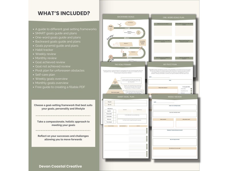 Goal Setting Worksheets, SMART GOALS, Goal Pyramid, Habit Tracker, Goal ...