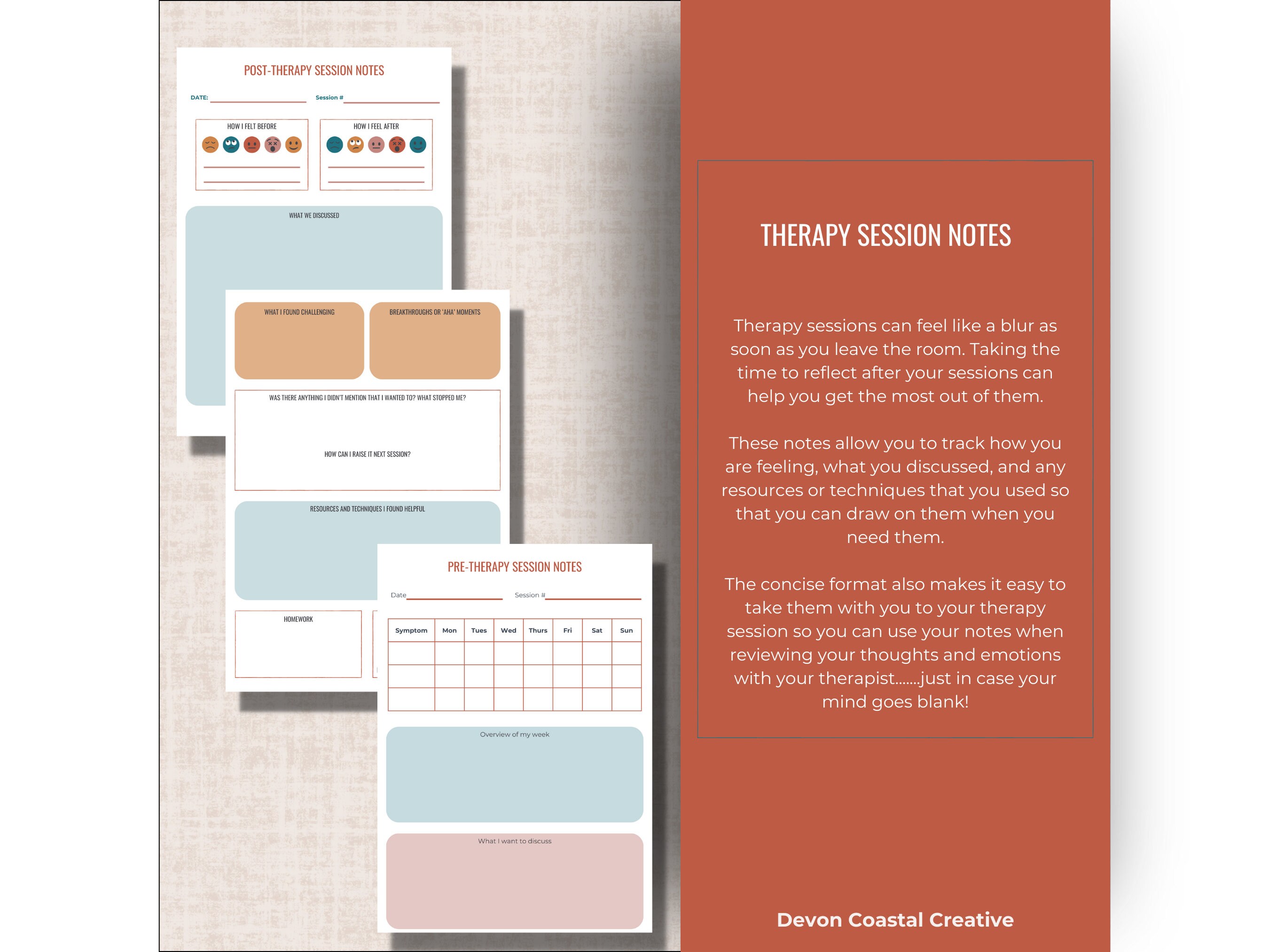Printable Therapy Session Notes for Clients, Counselling Notes, Therapy ...