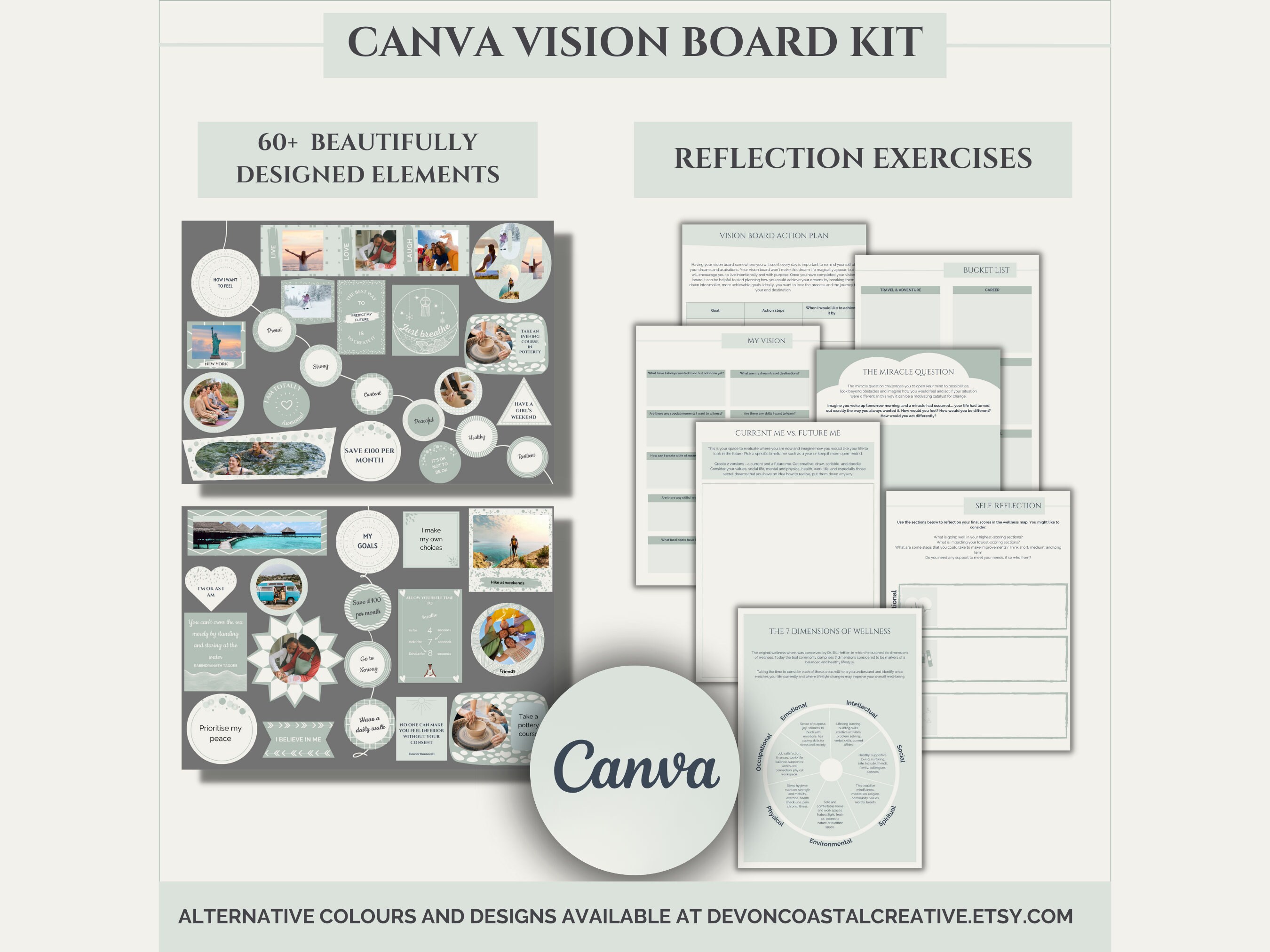 2024 Vision Board and Goal-setting Kit, Dream Board, Digital Vision ...